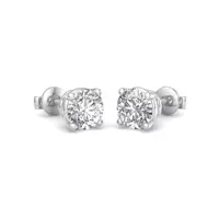 Four-Prong Guardian Back Earrings - 18K White Gold