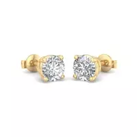 Four-Prong Guardian Back Earrings - 18K Yellow Gold
