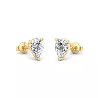 Fancy Shape Three-Prong Martini Guardian Back Earrings - 14K Yellow Gold