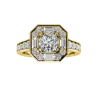 Fiona Halo Engagement Ring - 14K Yellow Gold