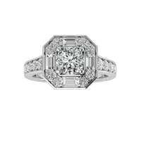 Fiona Halo Engagement Ring - 18K White Gold