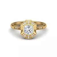 Fatima Halo Engagement Ring - 14K Yellow Gold
