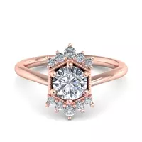 Mackenzie Half Halo Beaded Engagement Ring - 14K Rose Gold