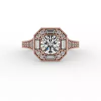 Willa Octagonal Halo Engagement Ring - 14K Rose Gold
