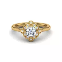 Brinley Halo Engagement Ring - 14K Yellow Gold