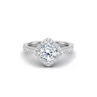 Charleigh Compass Set Halo Engagement Ring - 14K White Gold