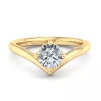 Remy Chevron Solitaire Engagement Ring - 14K Yellow Gold
