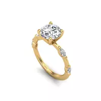 Navy Engagement Ring - 14K Yellow Gold