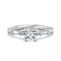 Erin Spaced Diamond Ring Hidden Halo Engagement Ring - 14K White Gold