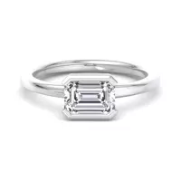 Erin Half Bezel East West Solitaire Engagement Ring - 14K White Gold