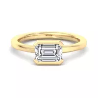 Erin Half Bezel East West Solitaire Engagement Ring - 18K Yellow Gold