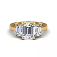 Aaliyah Emerald Three-Stone Engagement Ring - 14K Yellow Gold