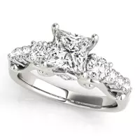Everett Three Stone Engagement Ring - 14K White Gold