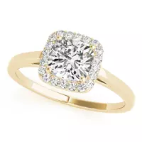 Kimia Halo Engagement Ring - 14K Yellow Gold