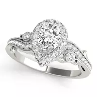 Beatrix Halo Engagement Ring - Platinum