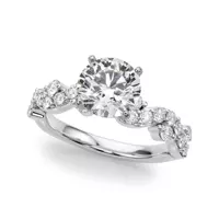 Geraldine Curved Pave Engagement Ring - 14K White Gold