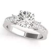 Angel Three Stone Engagement Ring - 14K White Gold