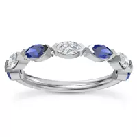 Astro Diamond And Sapphire Band - 14K White Gold