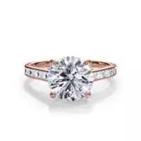 Bellora Channel-Set Lab Baguette Cathedral Engagement Ring - 14K Rose Gold