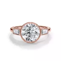 Bellora Bezel-Set Tapered Baguette Engagement Ring - 14K Rose Gold