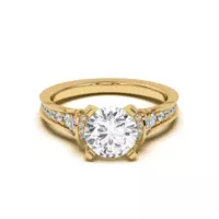 Bria Graduated Wide Cathedral Engagement Ring - 14K Yellow Gold