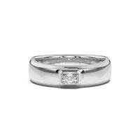 Raised Bezel Emerald-Cut Band - 14K White Gold