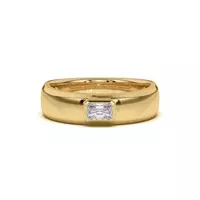 Raised Bezel Emerald-Cut Band - 14K Yellow Gold