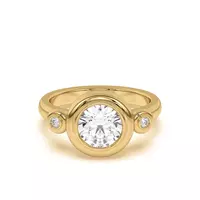 Nia Donut Bezel Engagement Ring - 14K Yellow Gold