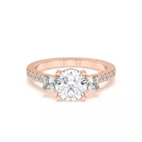 Tria Pavé Princess Lab Accent Three-Stone Ring - 18K Rose Gold
