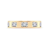 Flush Set Emerald-Cut Lab Diamond Band - 14K Yellow Gold