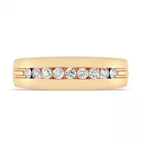 Channel-Set Grooved Lab Diamond Band (6.4mm) - 14K Yellow Gold
