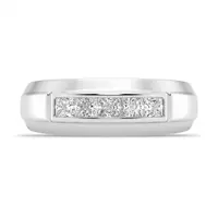 Raised Channel-Set Princess-Cut Lab Diamond Band (7mm) - Platinum