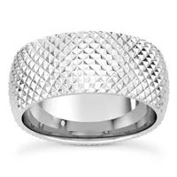 Diamond-Pattern Band (9mm) - 18K White Gold