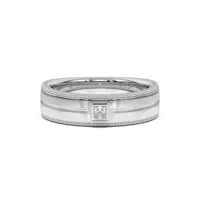 Raised Bezel Princess-Cut Grooved Milgrain Band - Platinum