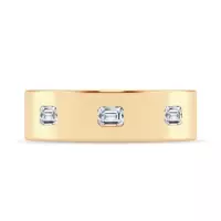 Flush Set Emerald-Cut Diamond Band (7mm) - 14K Yellow Gold
