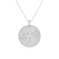 Scorpio Celestial Zodiac Medallion Pendant - 14K White Gold