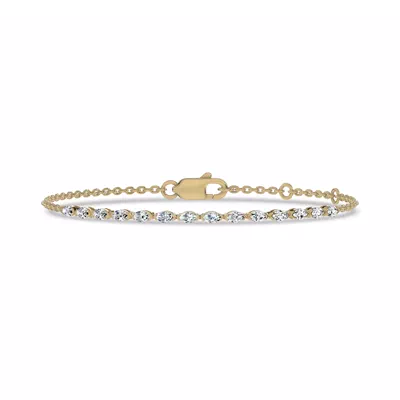 Marquise Lab Diamond Chain Tennis Bracelet - 14K Yellow Gold