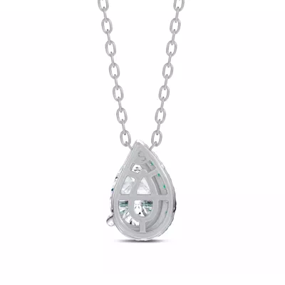 Lab Emerald Sweep Pendant by Christian Siriano (1 ct. tw.) - 14K White Gold