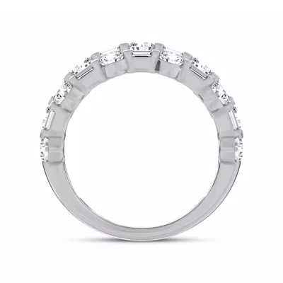 Starlight Baguette Triple Row Lab Diamond Band - 14K White Gold