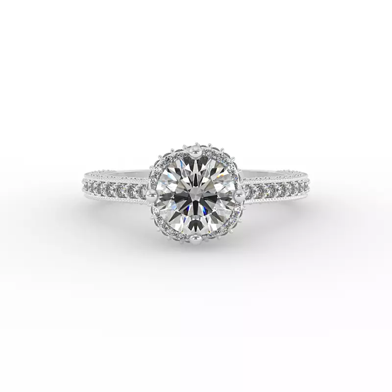 Tessa Halo Engagement Ring - 14K White Gold