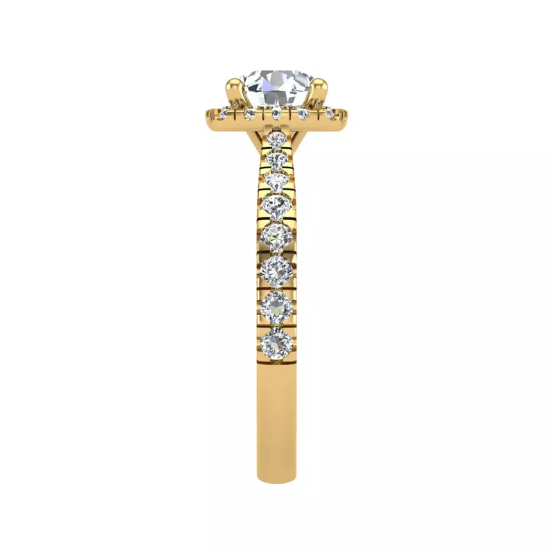 Riley Halo Engagement Ring - 18K Yellow Gold