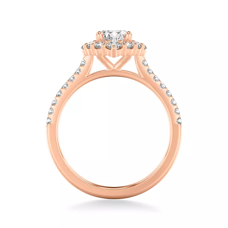 Maxine Halo Engagement Ring - 14K Rose Gold