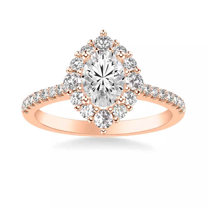 Maxine Halo Engagement Ring - 14K Rose Gold