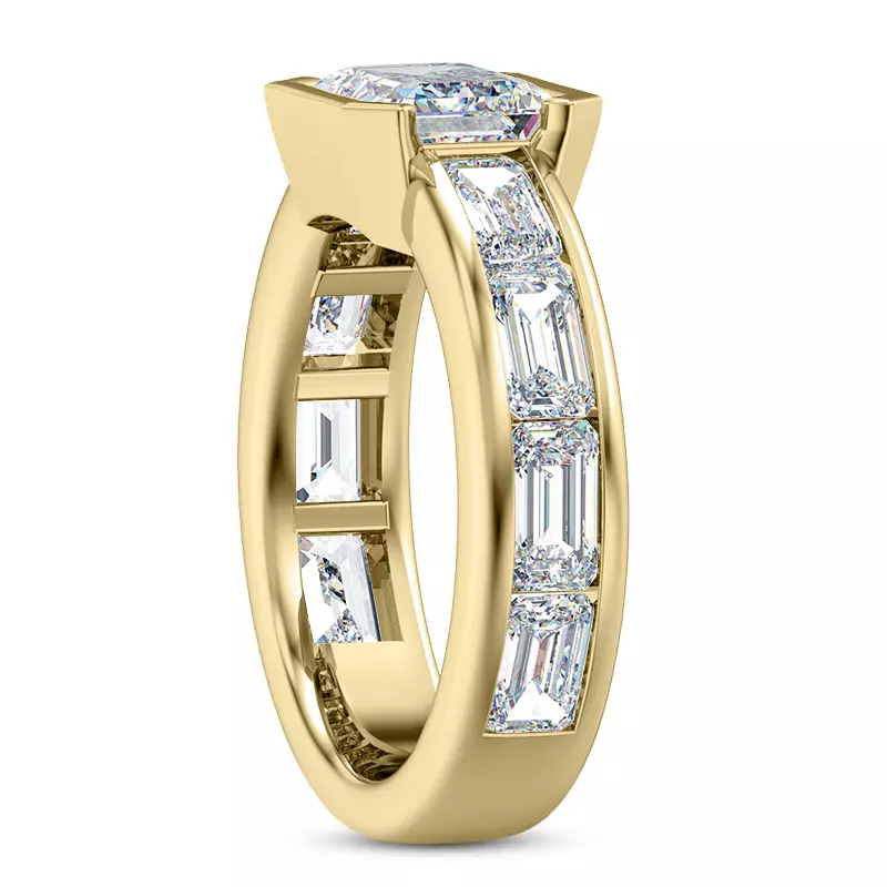 Hahn Lab Emerald Channel Set Engagement Ring - 14K Yellow Gold