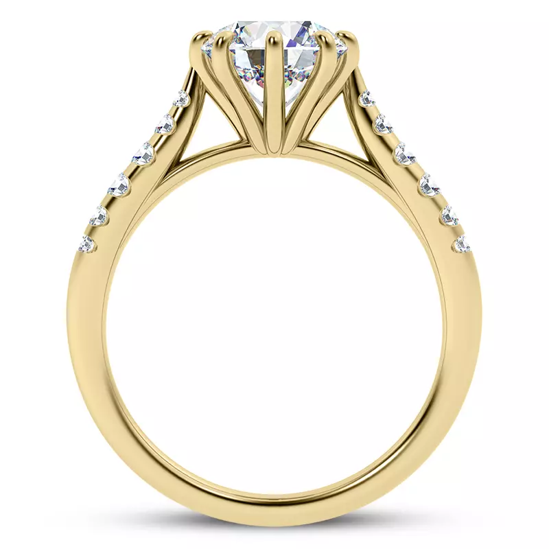 Pau 8 Prong Engagement Ring - 18K Yellow Gold