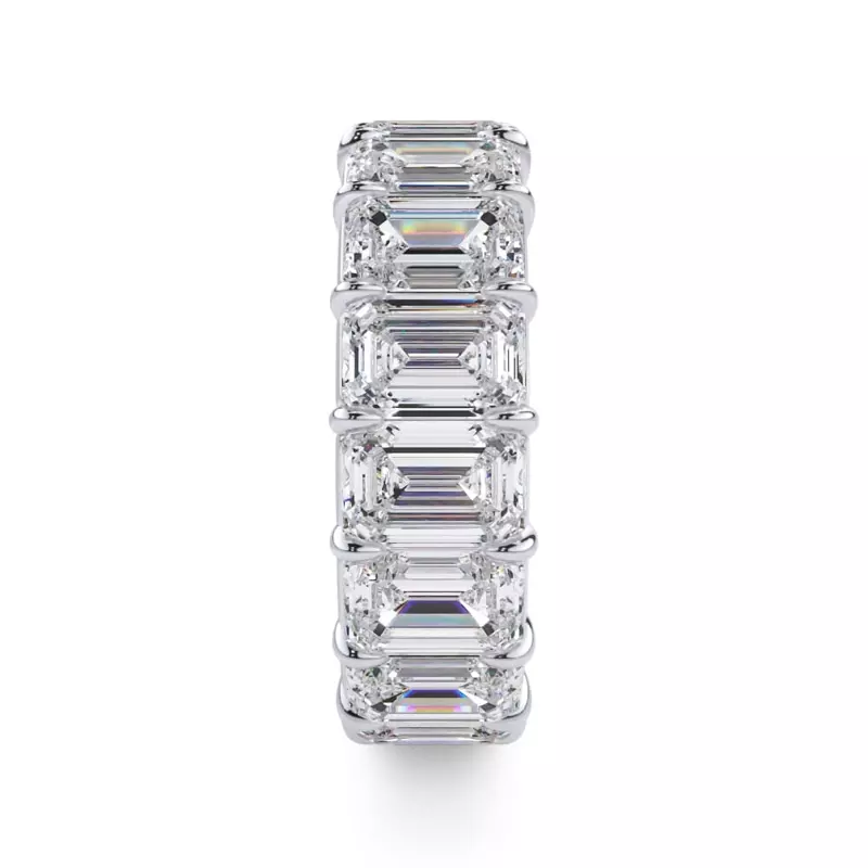 Emerald Cut Lab Diamond Eternity Ring (11.0 ct. tw.) - 18K White Gold