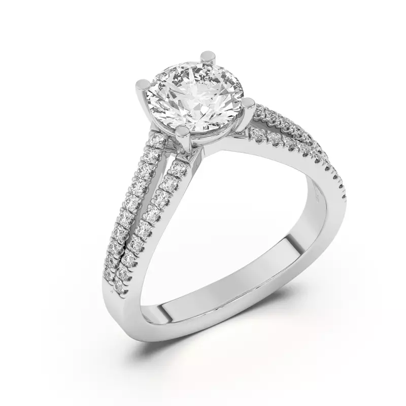 Nadine Double Pavé Row Floating Engagement Ring - 14K White Gold