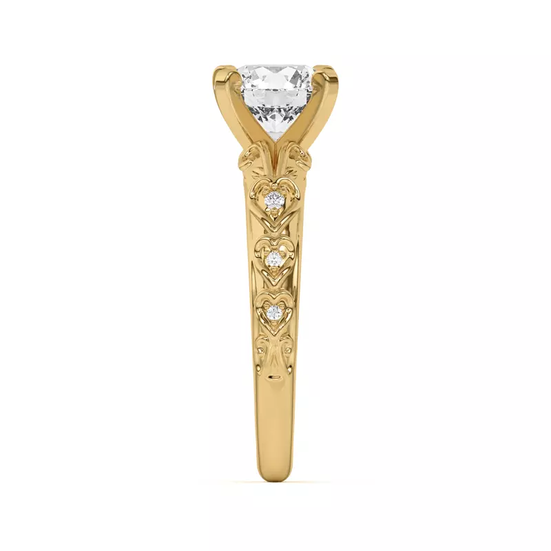 Kathryn Pavé Heart Scroll Engagement Ring - 18K Yellow Gold