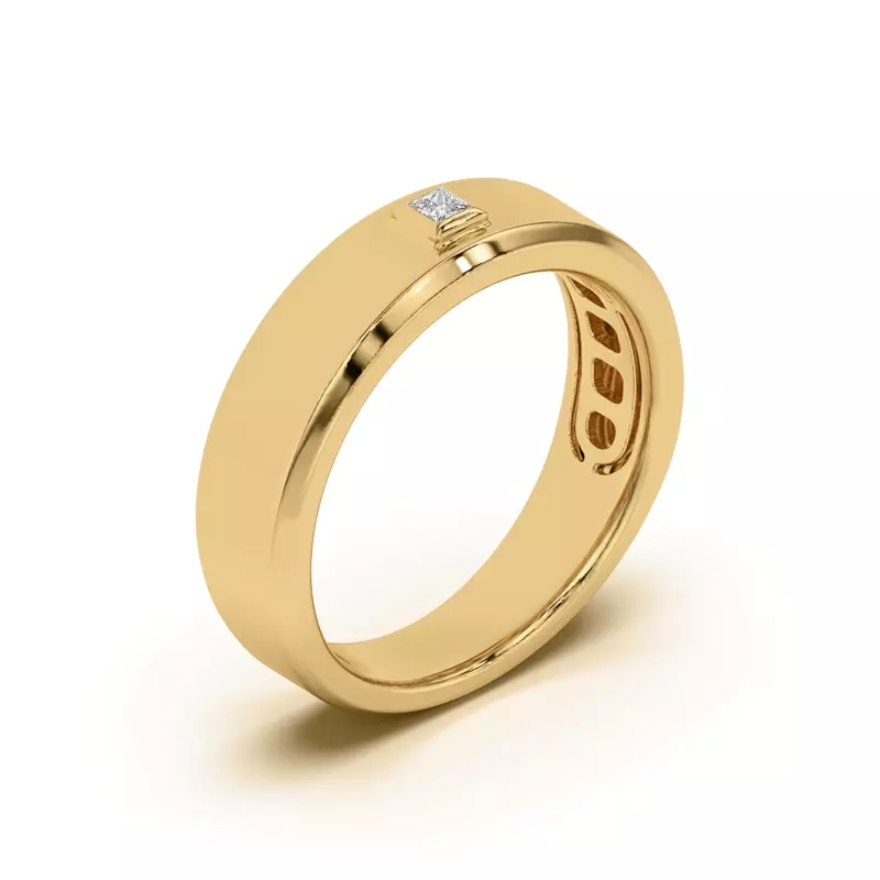Raised Bezel Princess-Cut Band - 14K Yellow Gold