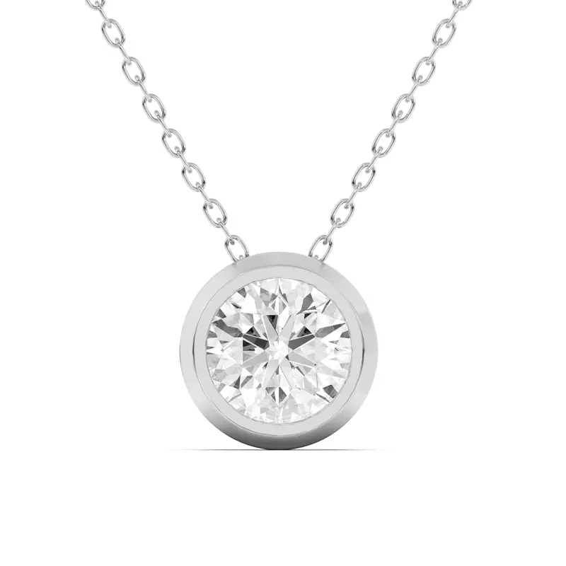 Beveled Bezel Pendant - 14K White Gold